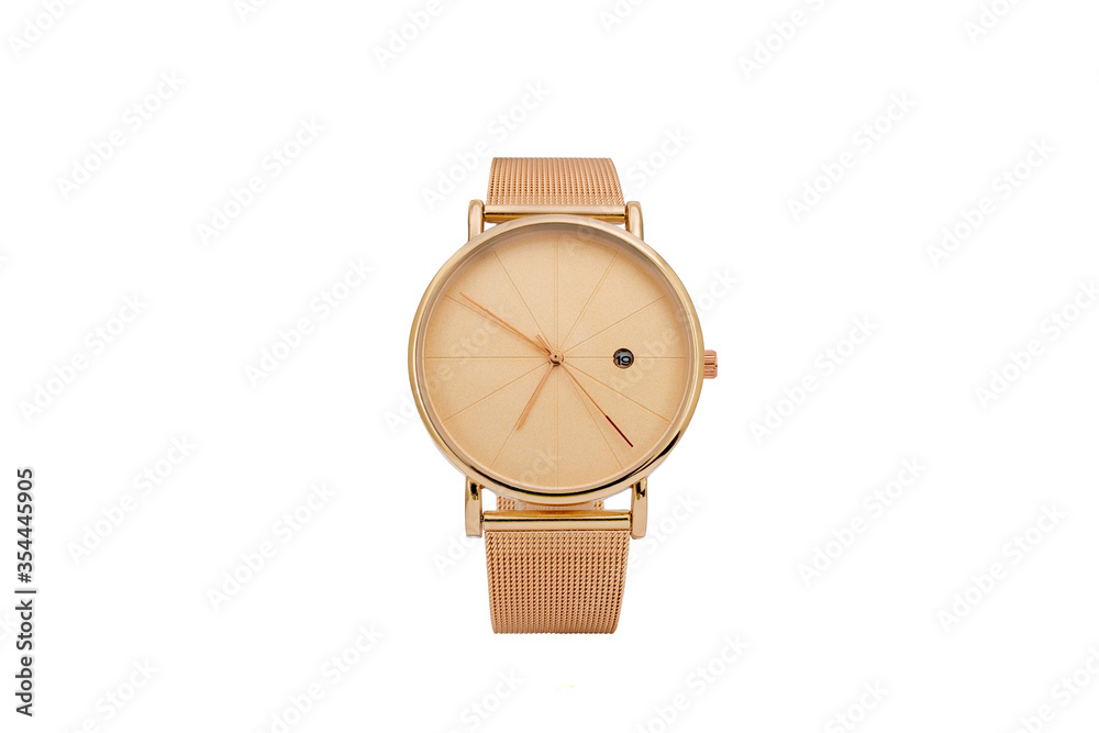 Orange colored metal dress wristwatch with metal mesh strap and orange ...