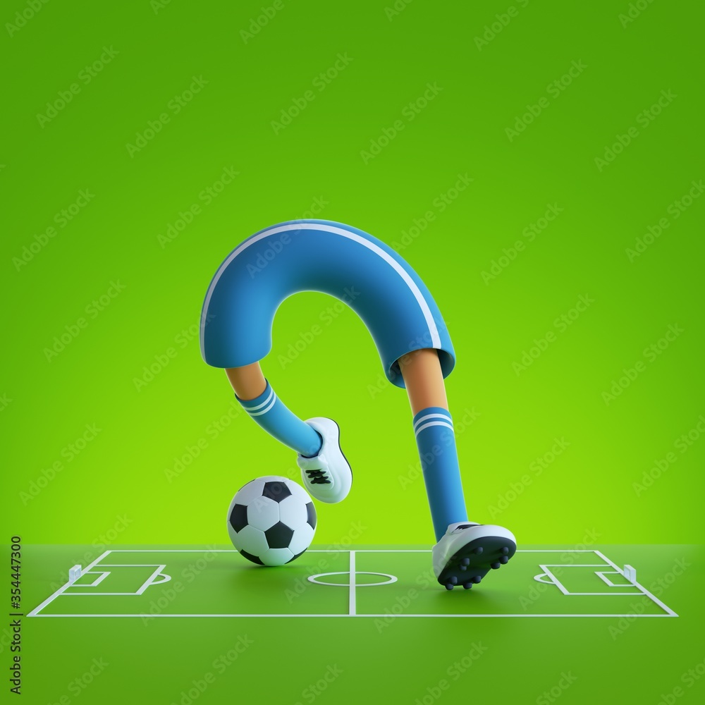 3d render, funny sportsman, cartoon character legs with ball isolated ...