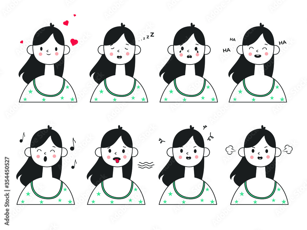 kid child expression vector illustration set bundle. Illustration of ...