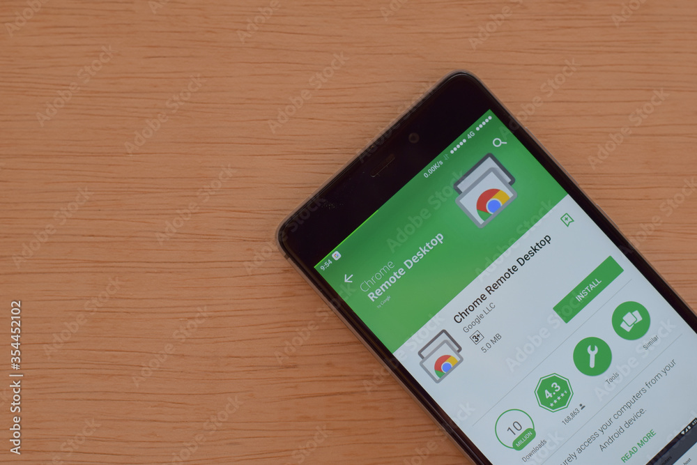 Chrome Remote Desktop dev app on Smartphone screen. Remote Desktop is a ...