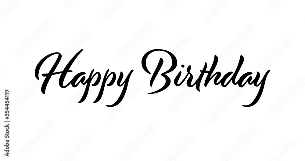 Happy Birthday Script Text on a White Background Stock Vector | Adobe Stock