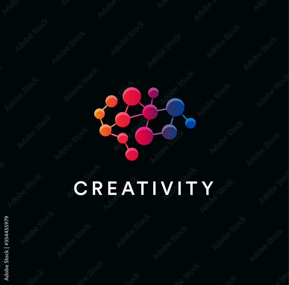 Creative brain logo. Creativity and creative thinking symbol. Neural ...