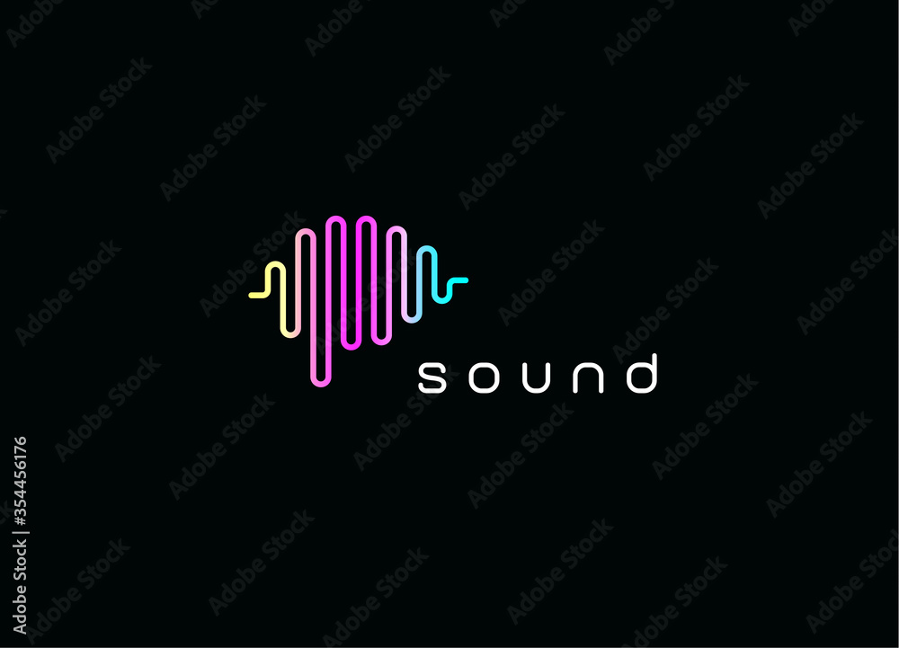 Digital audio equalizer logo. Sound waves emblem. Soundtrack recording ...