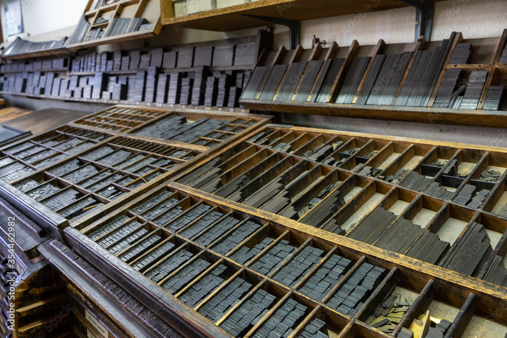 Printing furniture with drawers full of typefaces ready to be used ...