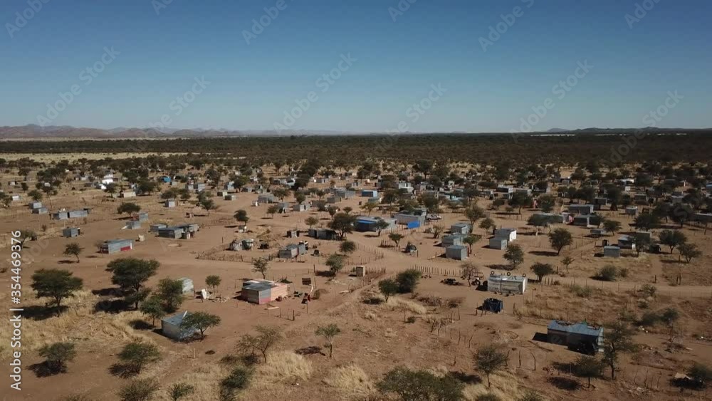 4K aerial drone video of Karibib, a small town in Erongo Mountains at ...