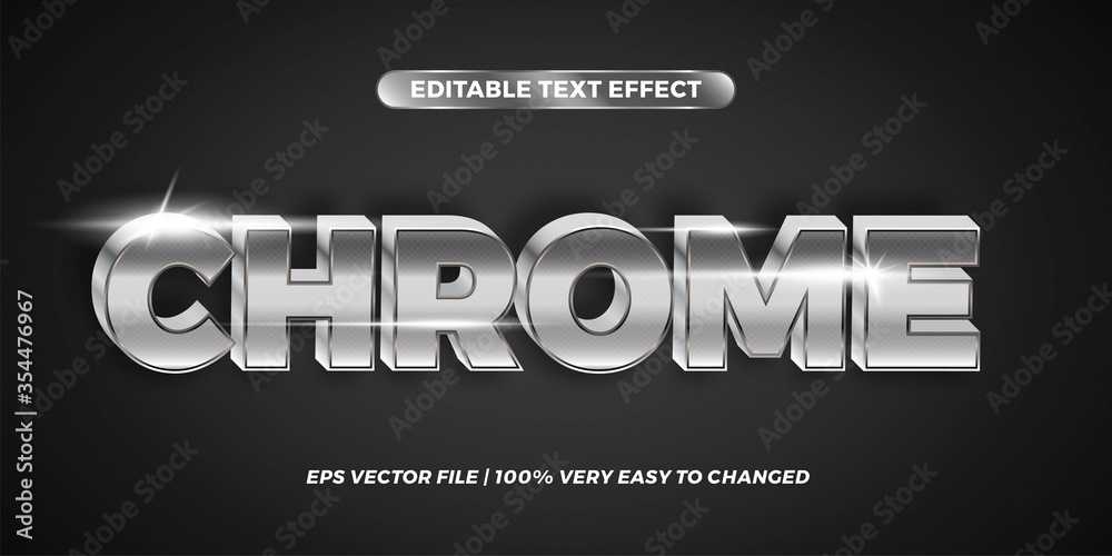 Text effect in 3d Chrome words, font styles mockup theme editable ...