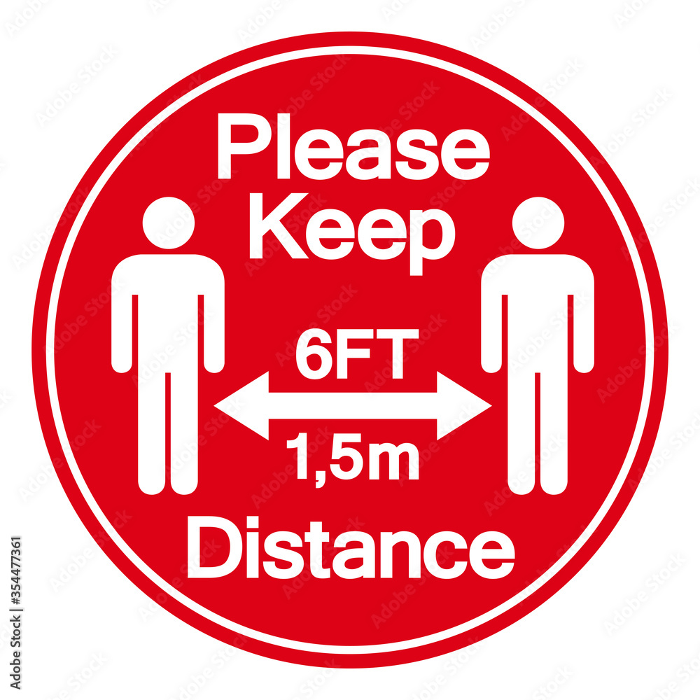 Please Keep 6ft Distance Symbol, Vector Illustration, Isolated On White ...