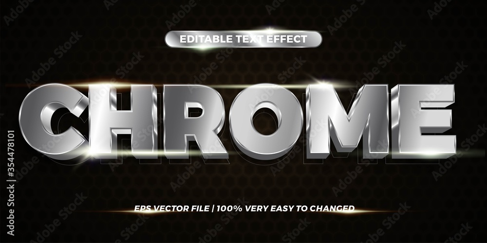 Text effect in 3d Chrome words, font styles mockup theme editable ...