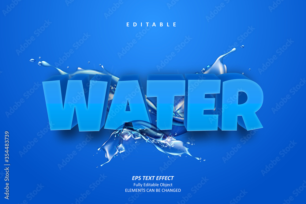 3D Water Blue Text Effect Editable Premium Vector Stock Vector | Adobe ...