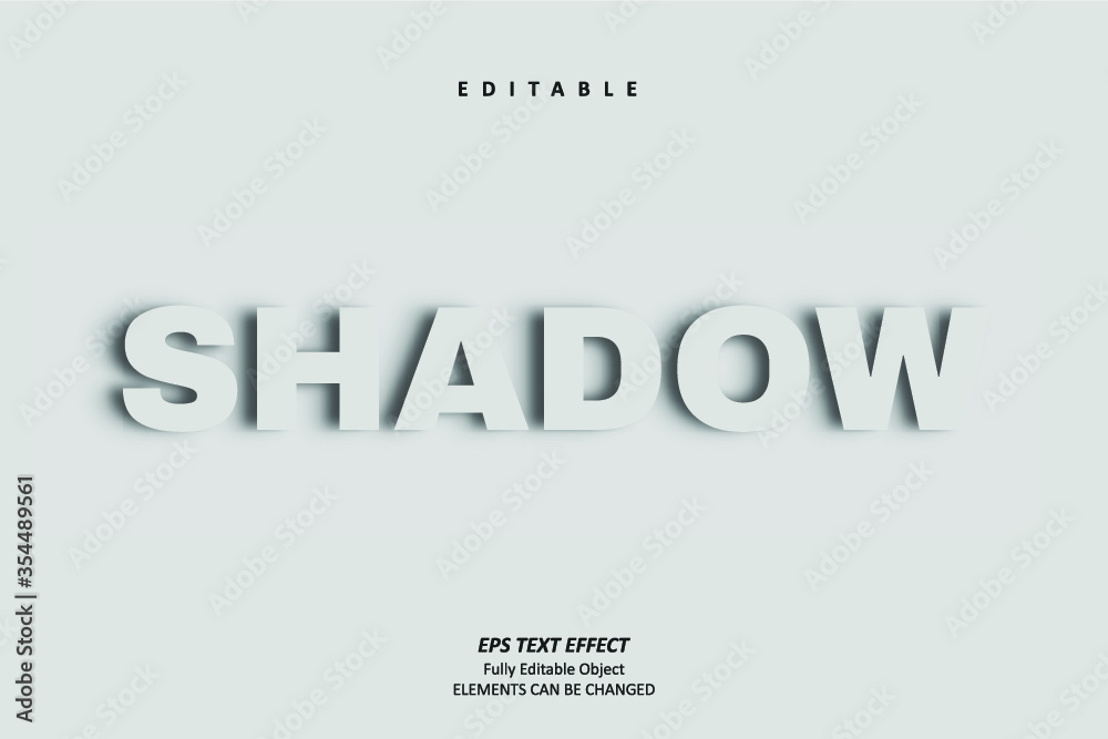 Shadow White Text Effect Editable Premium Vector Stock Vector | Adobe Stock