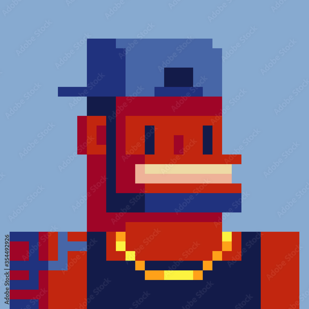 Vetor de Gangster man pixel art style character, african american ...