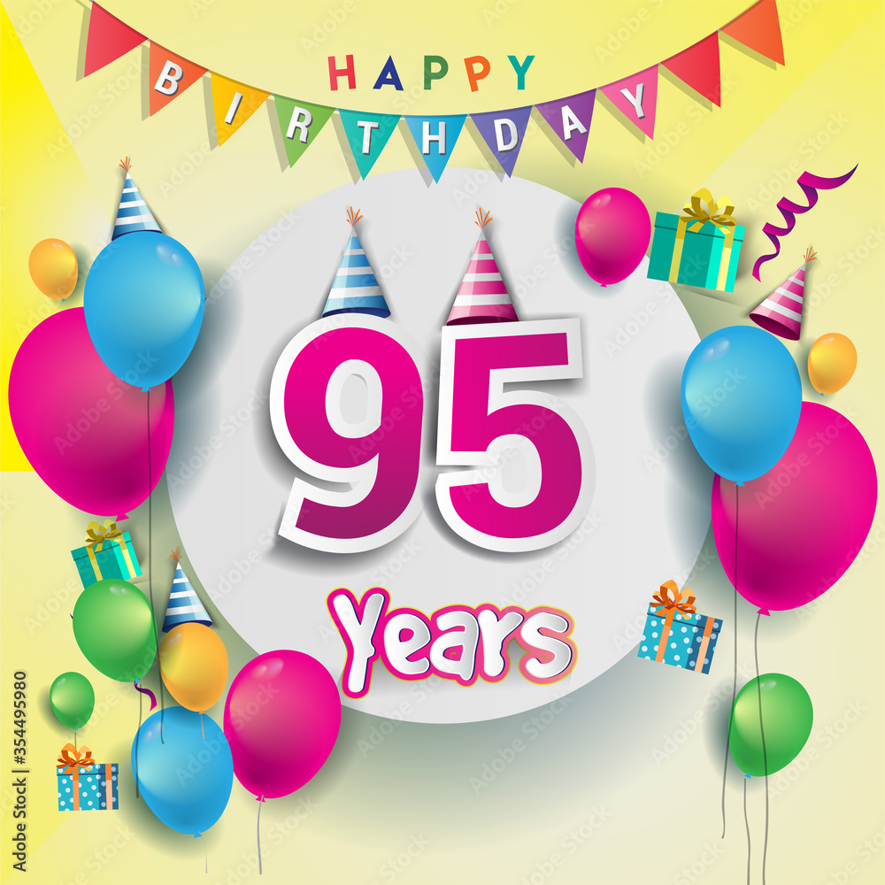 95th Anniversary Celebration, birthday card or greeting card design ...