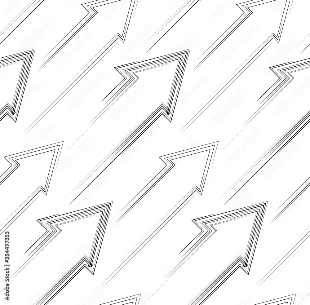 Seamless pattern of dashed diagonal arrows to the right. Black stroke ...
