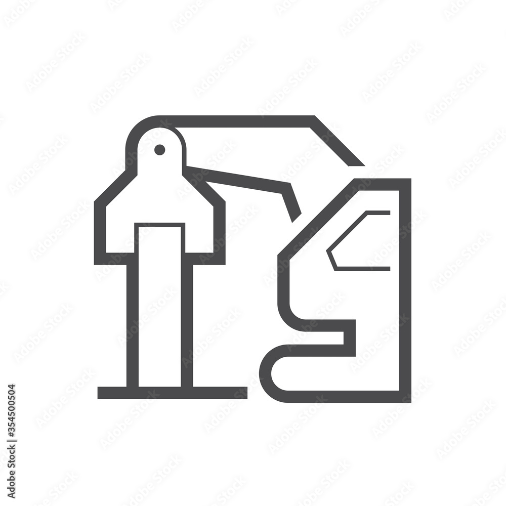 Sheet pile driving or installation vector icon. Steel or metal pile ...