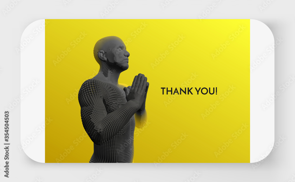 Thank you, gratitude hands gesture. Man greets traditional way with ...