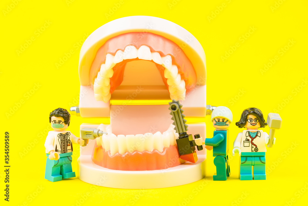 Bangkok, Thailand - May, 14, 2020 : Lego dentist is dental repair ...