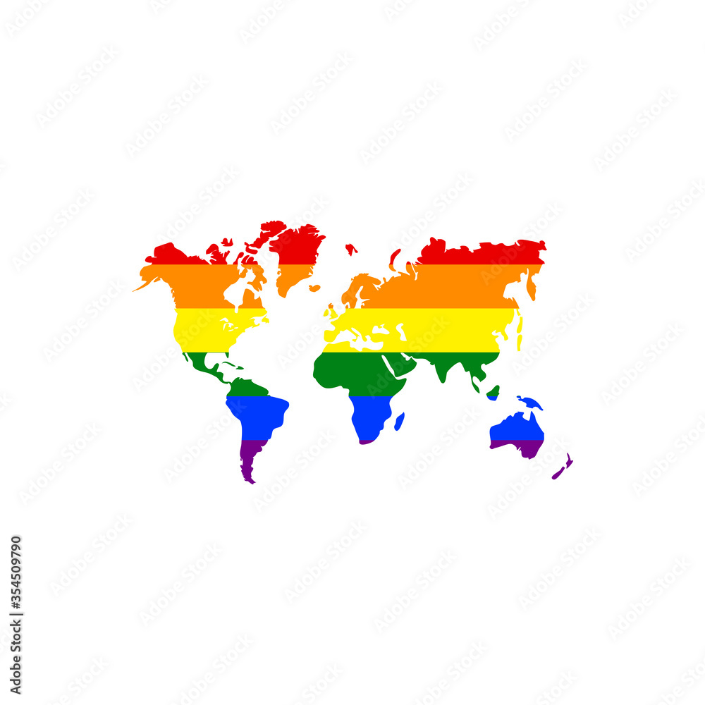 World map with rainbow colors icon. Pride symbol modern, simple, vector ...