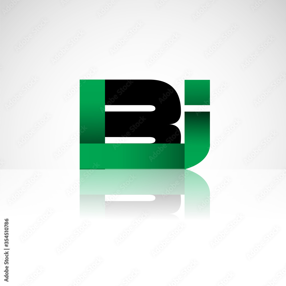 Initial letter BI uppercase modern and simple logo linked green and ...