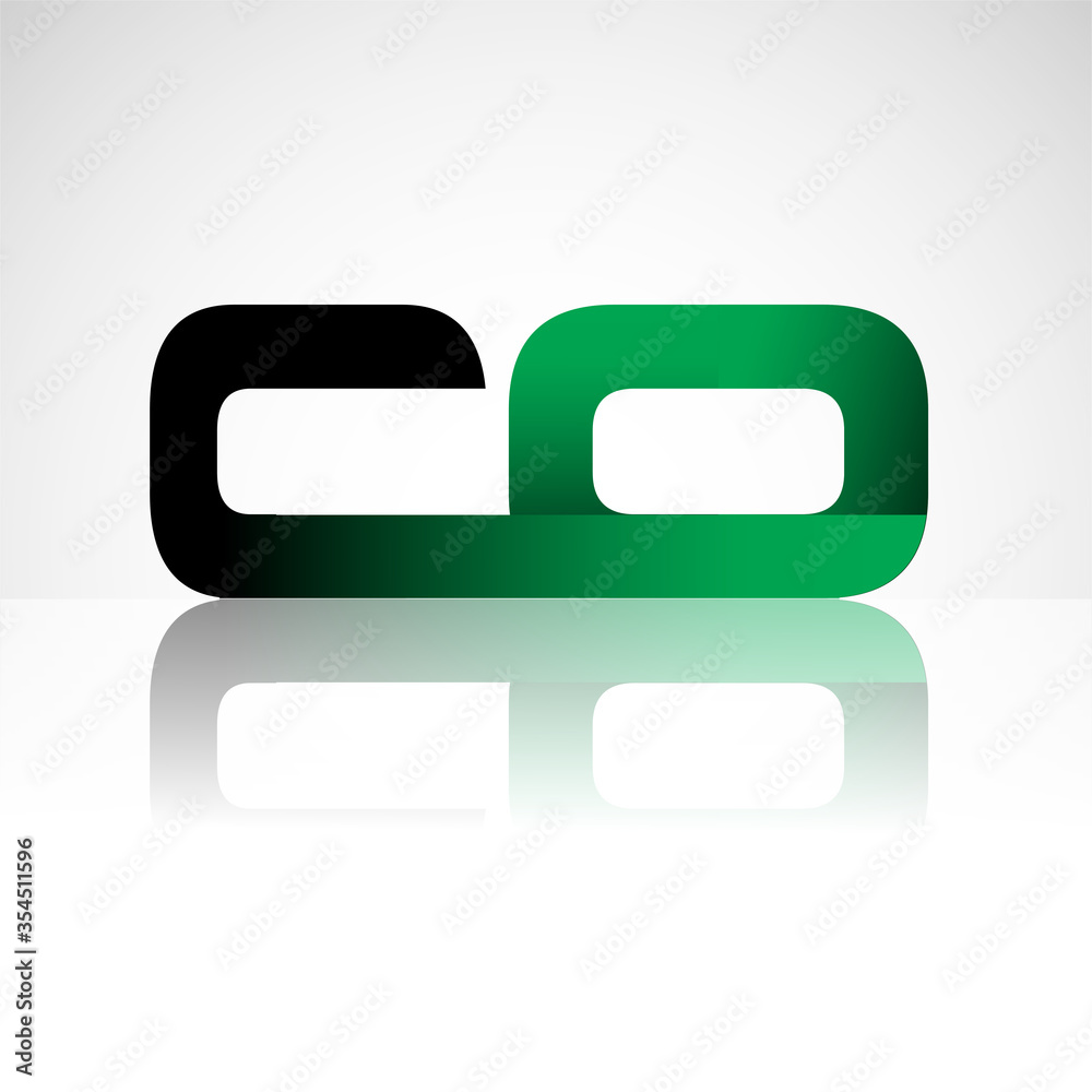 Initial letter CO uppercase modern and simple logo linked green and ...