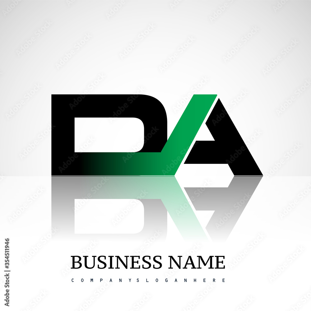 Initial letter DA uppercase modern and simple logo linked green and ...