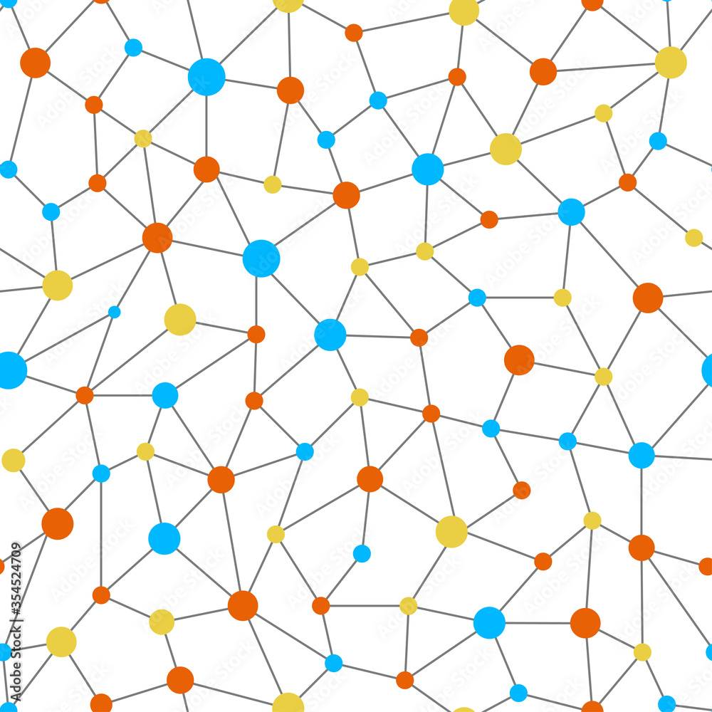 Neural network color seamless pattern. Neural network of nodes and ...