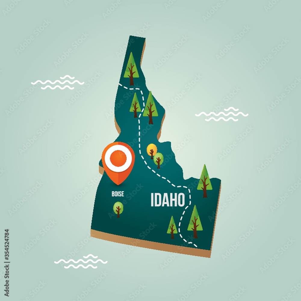 Idaho map with capital city Stock Vector | Adobe Stock