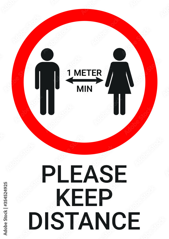 "Please keep distance". Vector poster for printing on a standard sheet ...