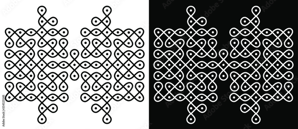 Indian Traditional and Cultural Black and White Rangoli design concept ...