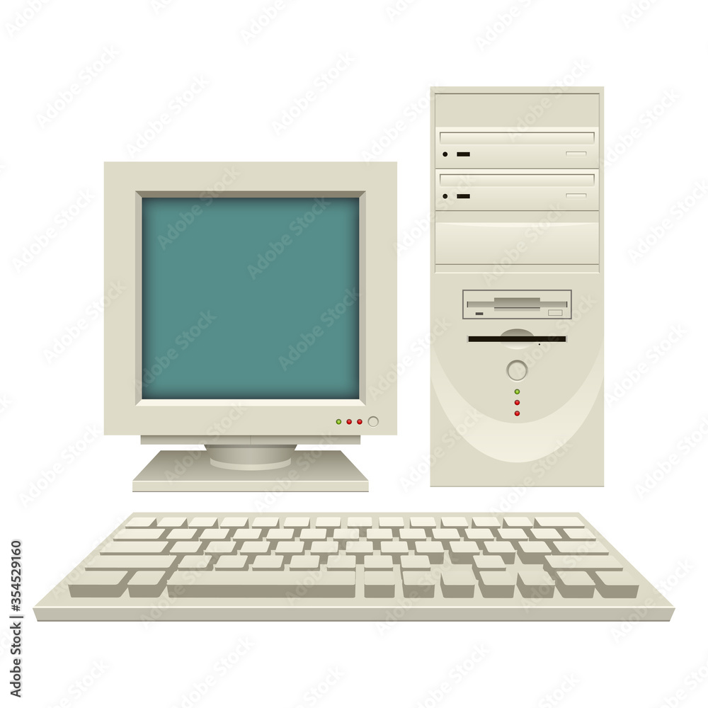 Old vintage pc vector design illustration isolated on white background ...