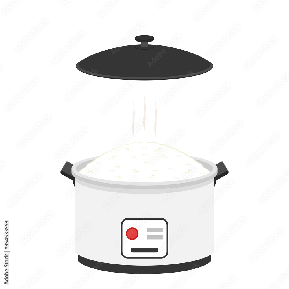 Rice cooker on white background. Rice cooker cartoon vector. symbol ...
