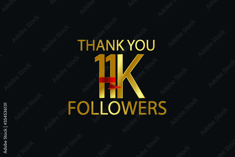 11K, 11.000 Follower celebration logotype. anniversary logo with gold ...