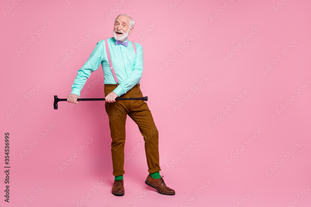 Full size photo of cool active grandpa moving dance pensioner party use ...