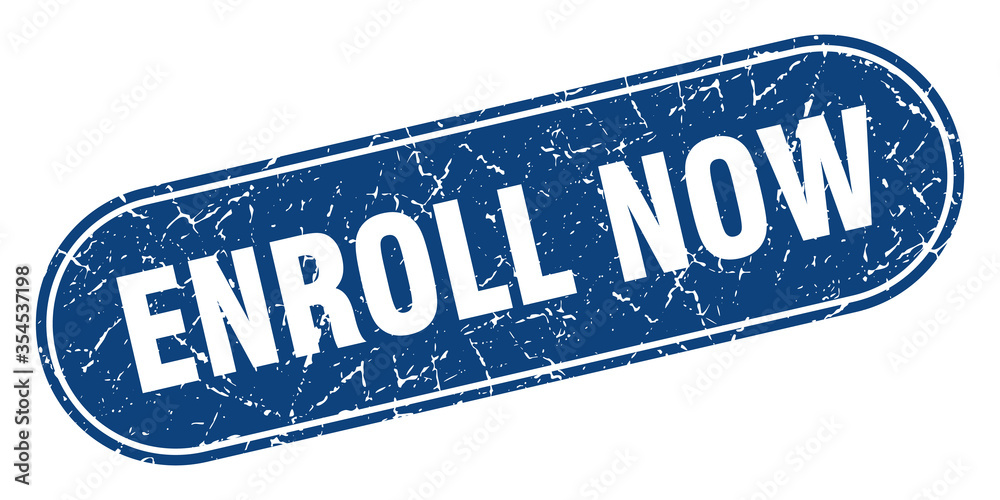 enroll now sign. enroll now grunge blue stamp. Label Stock Vector ...