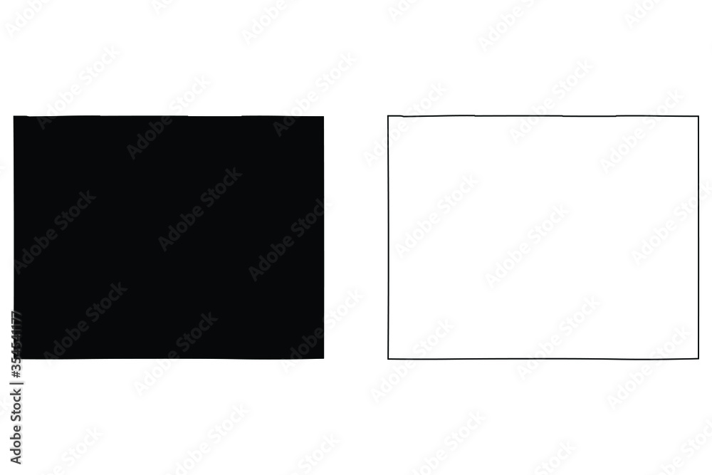 Vecteur Stock Wyoming WY state Map USA. Black silhouette and outline ...