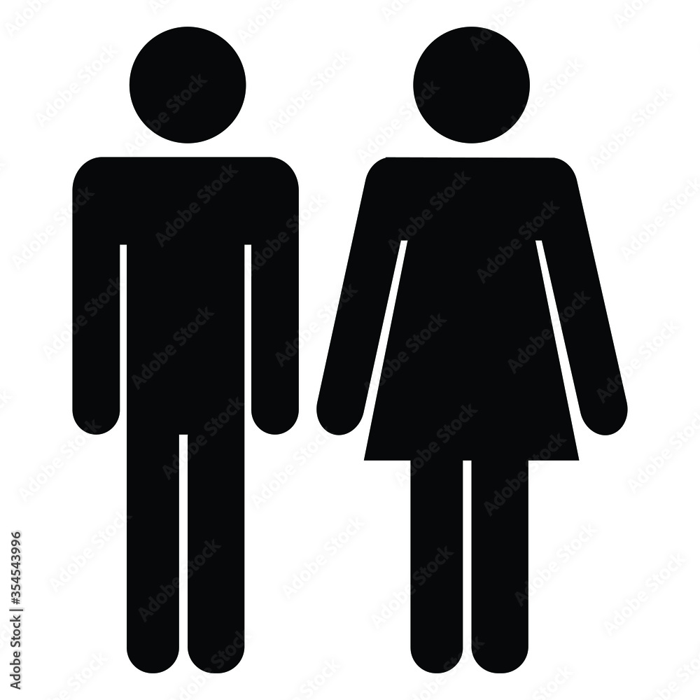 Man Woman Stick Figure Icon. Black and white illustration pictogram EPS ...