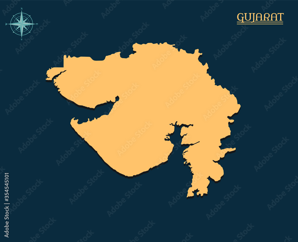 Vetor de Modern map of GUJARAT , india state map GUJARAT , indian state ...