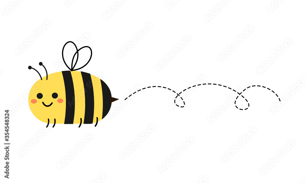 Cartoon bee isolated on white background vector. Stock Vector | Adobe Stock