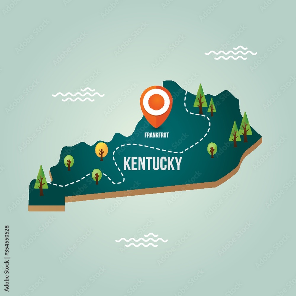 Kentucky map with capital city Stock Vector | Adobe Stock