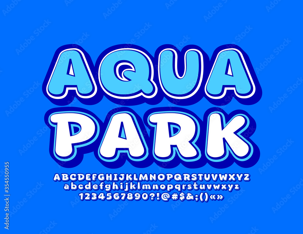 Vector playful logo Aqua Park with Creative Font. Funny Alphabet ...