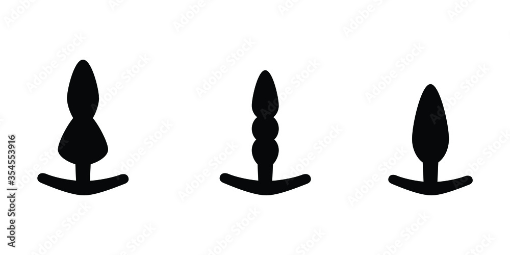 Adult Anal Sex Toys Set Various Anus Butt Plugs Black And White Eps Vector Stock Vector
