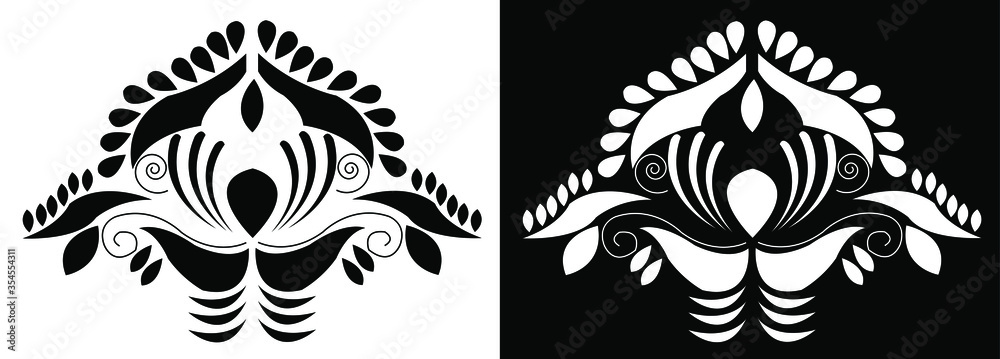 Beautiful Indian alpona design concept of flower pattern isolated on ...