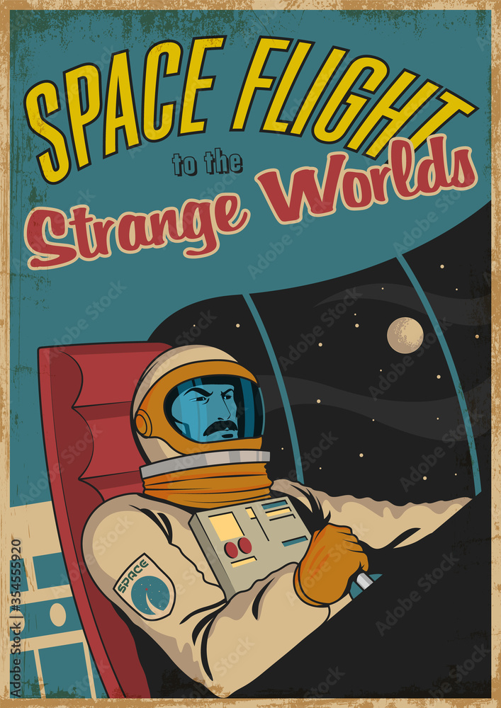Space Flight to the Strange Worlds Retro Comic Book Cover Stylization ...