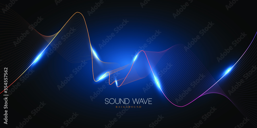 Vector abstract background with colored dynamic waves, line and ...