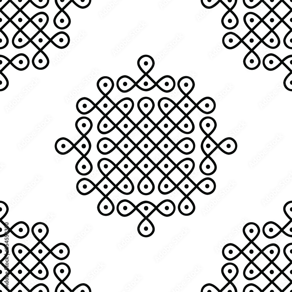 Indian Traditional and Cultural Rangoli or Kolam design is in Seamless ...