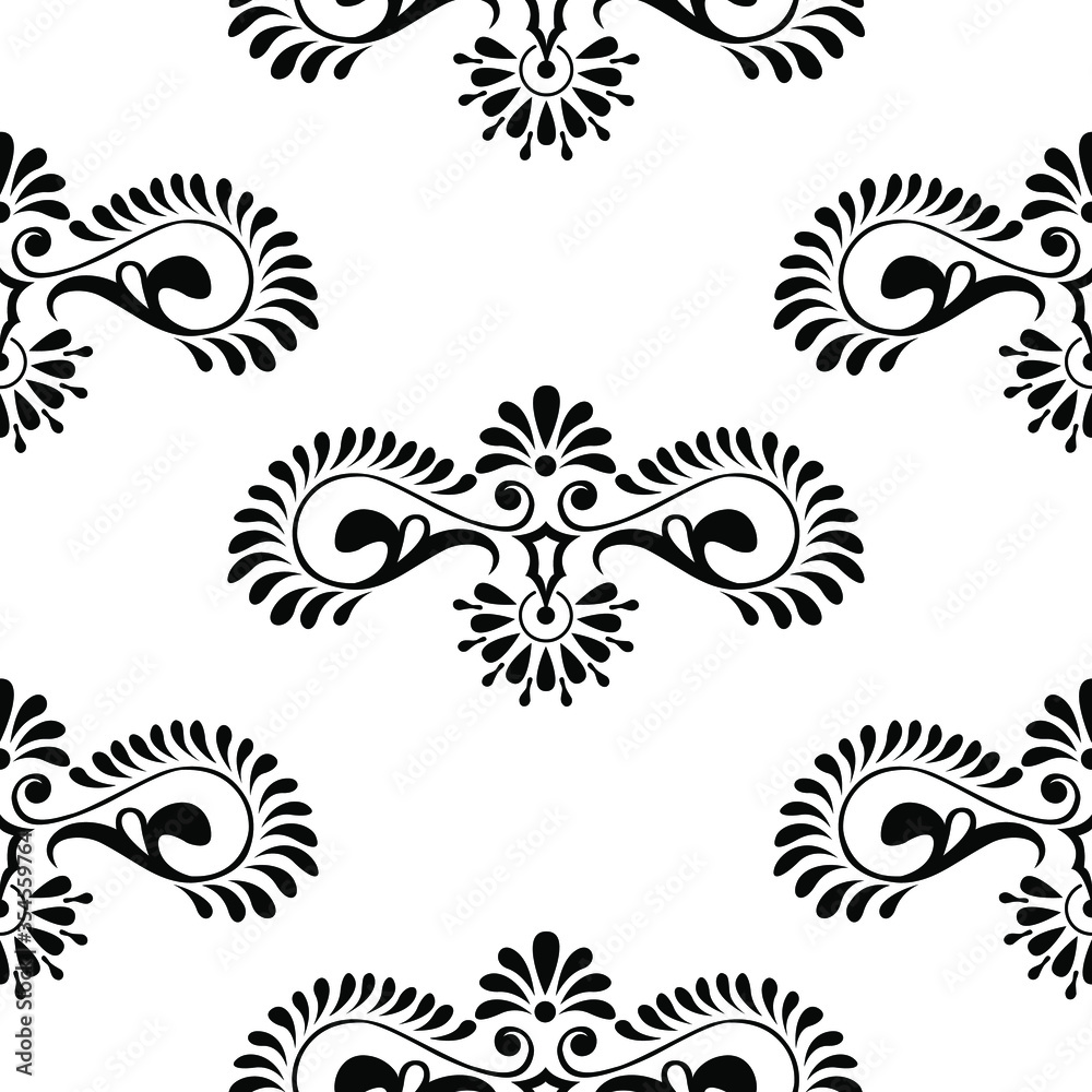 Beautiful alpona design isolated on white background is in Seamless ...
