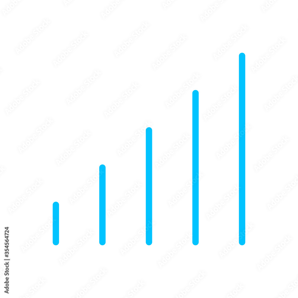 blue line graph symbol for icon, simple line bar chart, icon signal for ...