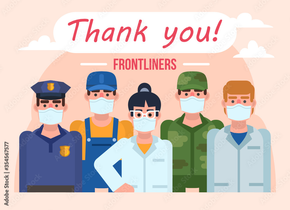 Thank you frontline workers poster. People or occupations that keep ...