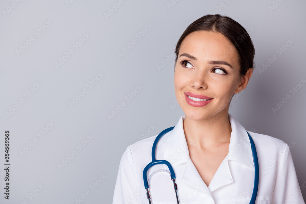 Closeup photo of attractive family doc smiling experienced skilled ...