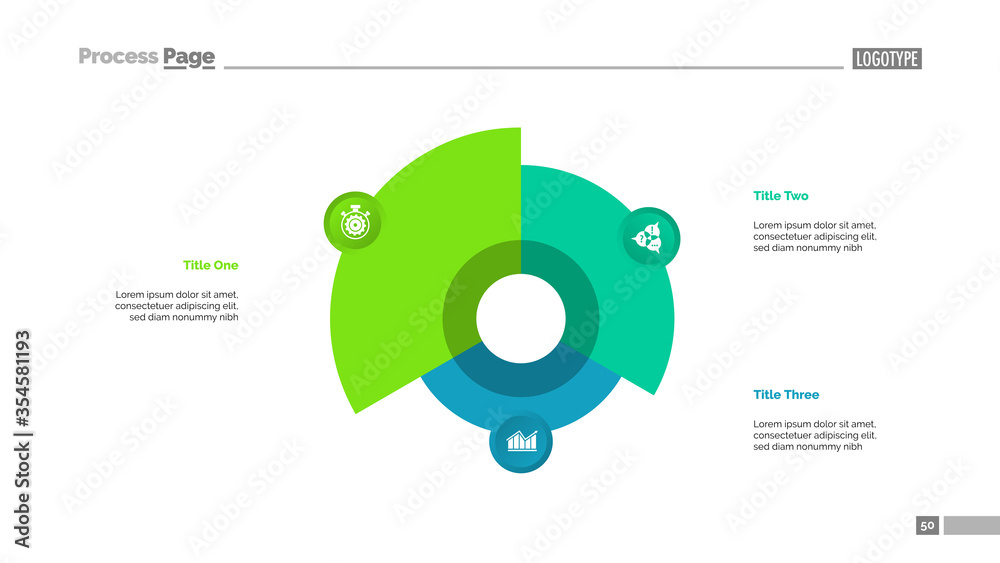 Pie chart with three elements. Comparison diagram, graph, layout ...