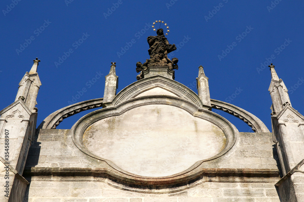 The frontage of abbey church of the Sedlec monastery (in Kutna Hora ...